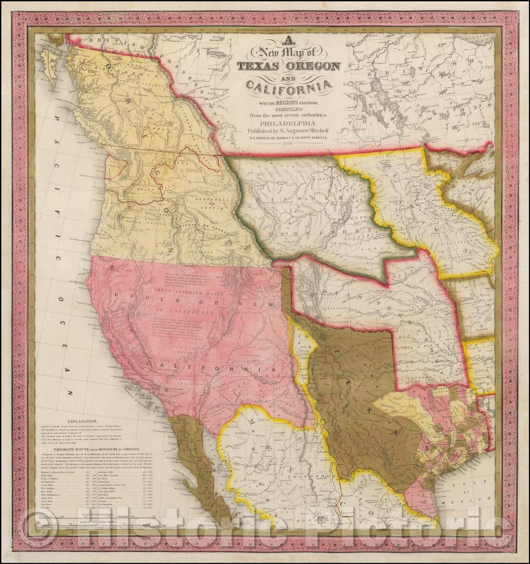 Historic Map - Texas, Oregon and California with the Regions adjoining ...