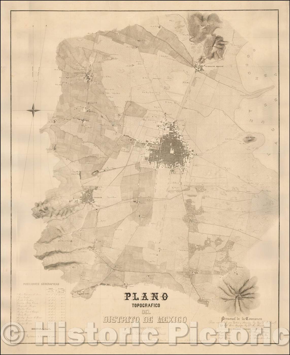 Historic Map - Plano Topografico del Distrito de Mexico Levantado en 1 ...