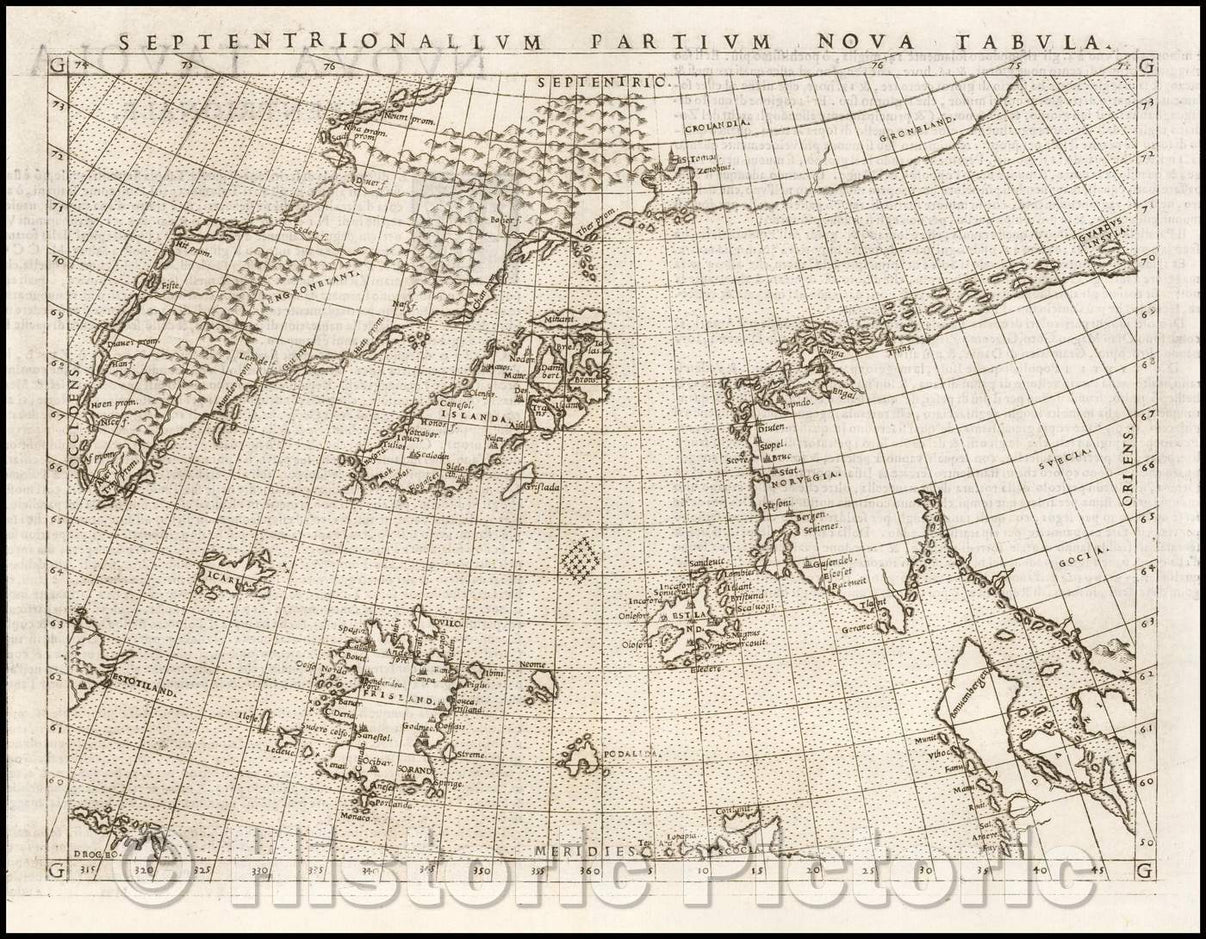 Historic Map - Septentrionalium Partium Nova Tabula, 1561, Girolamo Ru ...