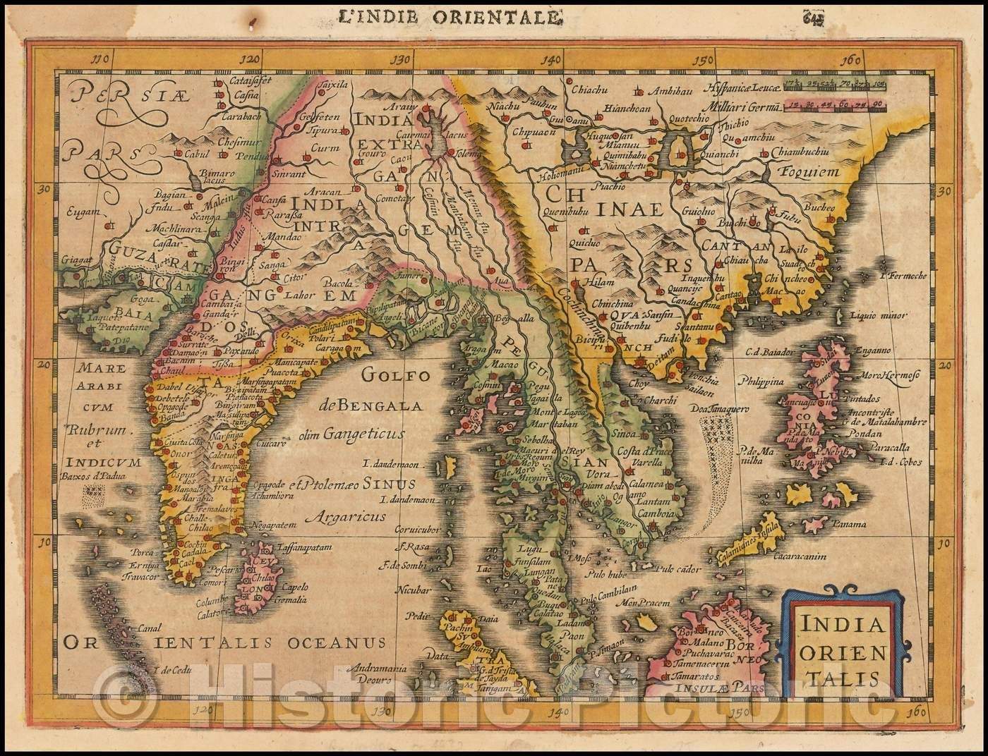 Historic Map - India Orientalis, 1607, Gerard Mercator - Vintage Wall ...