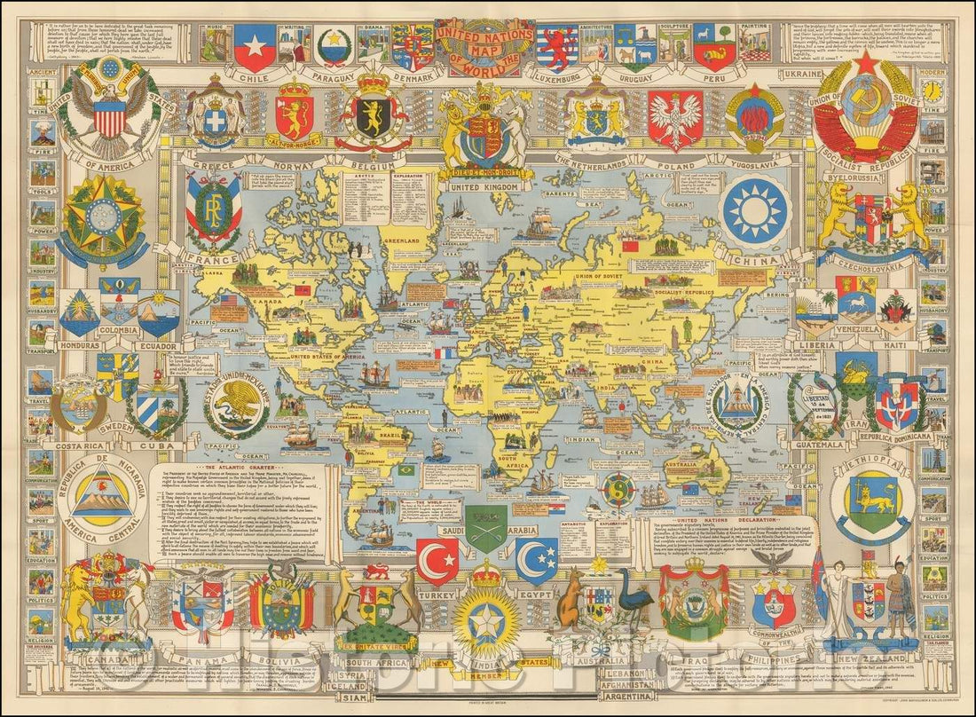 Historic Map - United Nations Map of the World, 1947, John Bartholomew ...