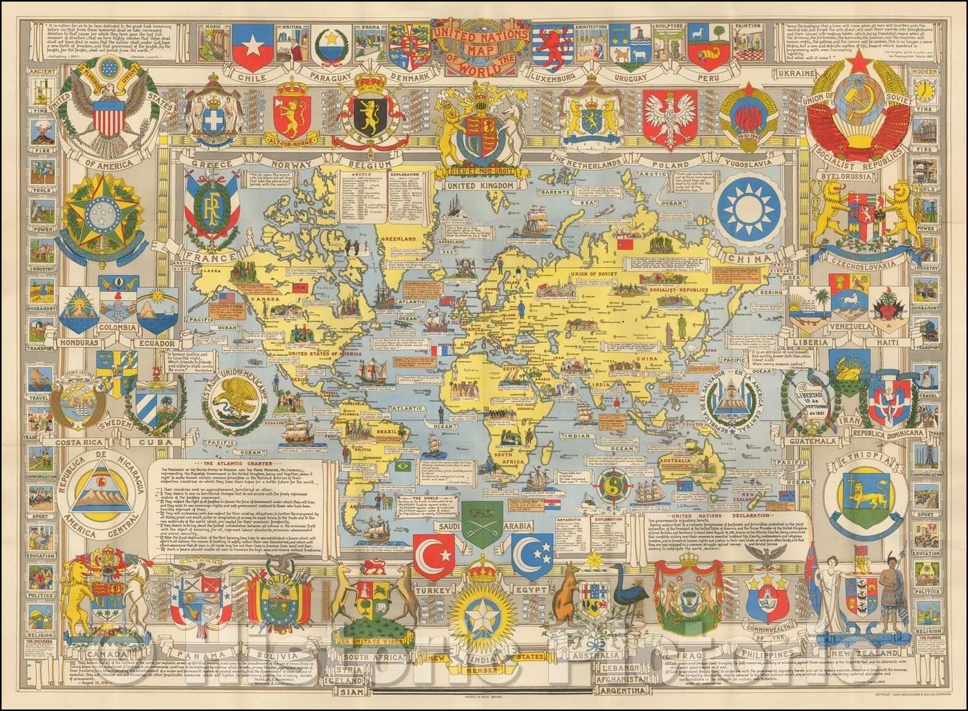 Historic Map - United Nations Map of the World, 1947, John Bartholomew ...