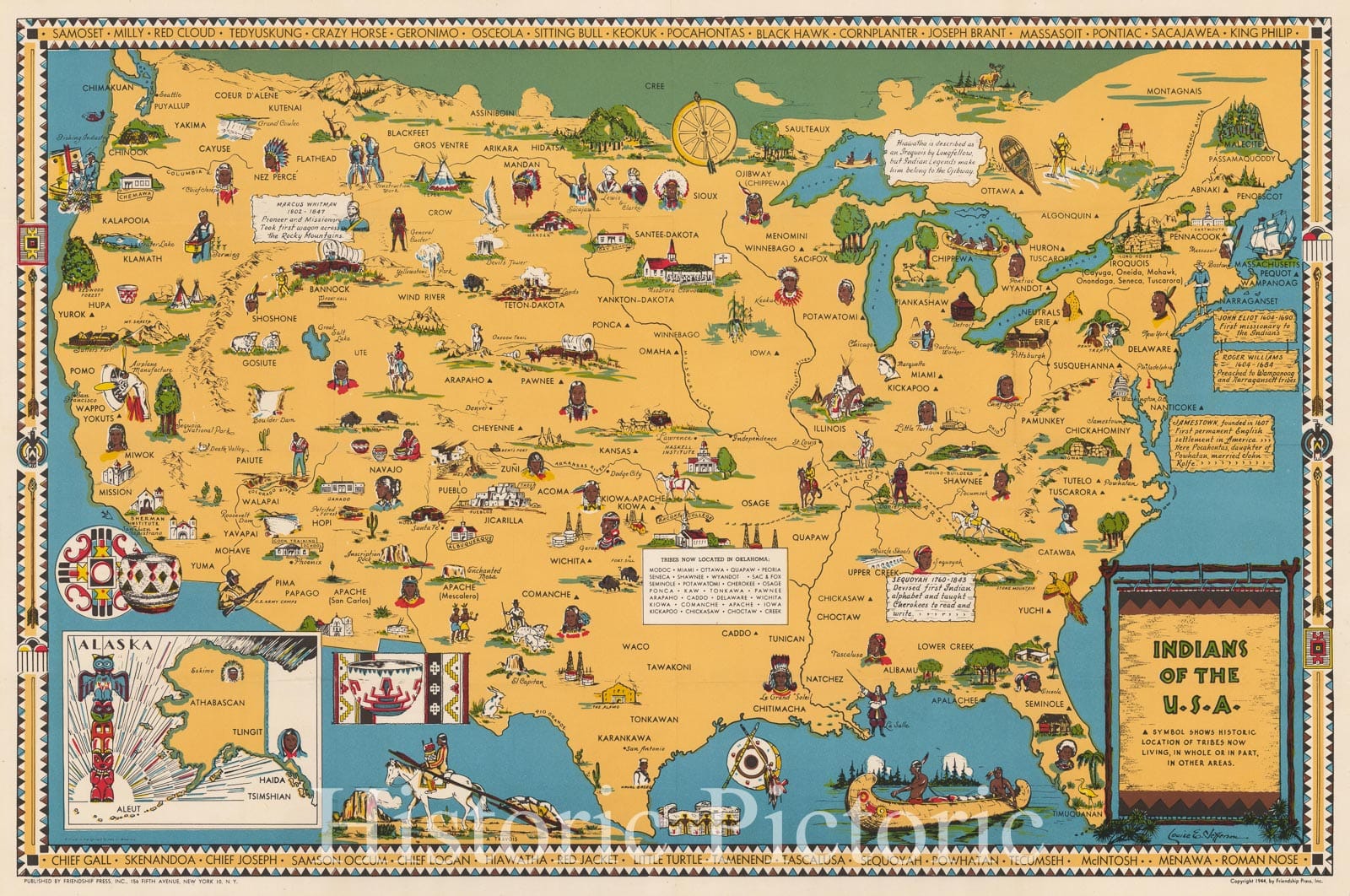United States and Alaska Indian Tribes Map 1944 Print – Historic Pictoric
