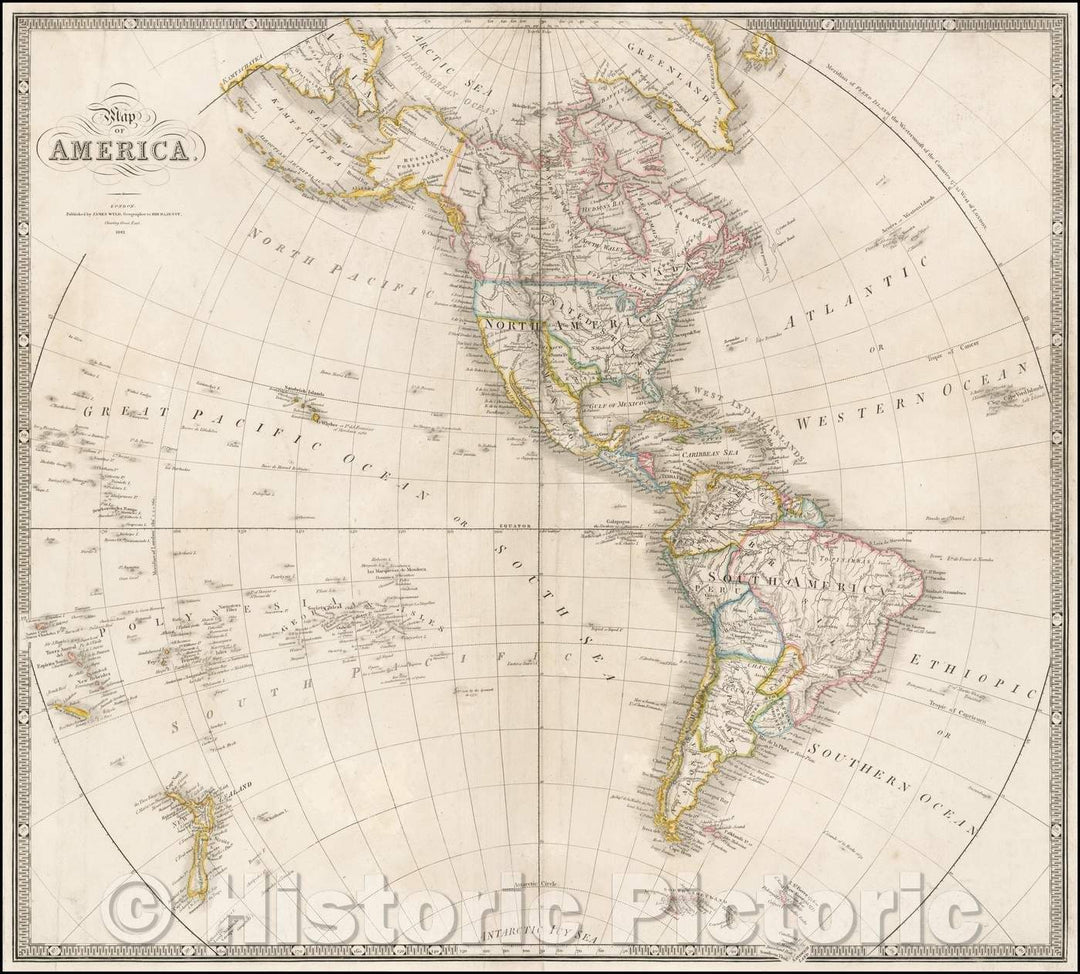 Historic Map - Map of America, 1843, James Wyld - Vintage Wall Art ...