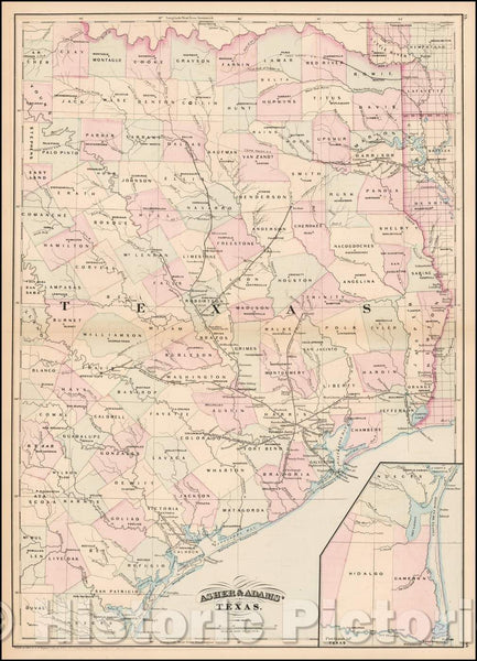 Historic Map - Asher & Adams' Texas Eastern Portion, 1874, Asher v3 ...
