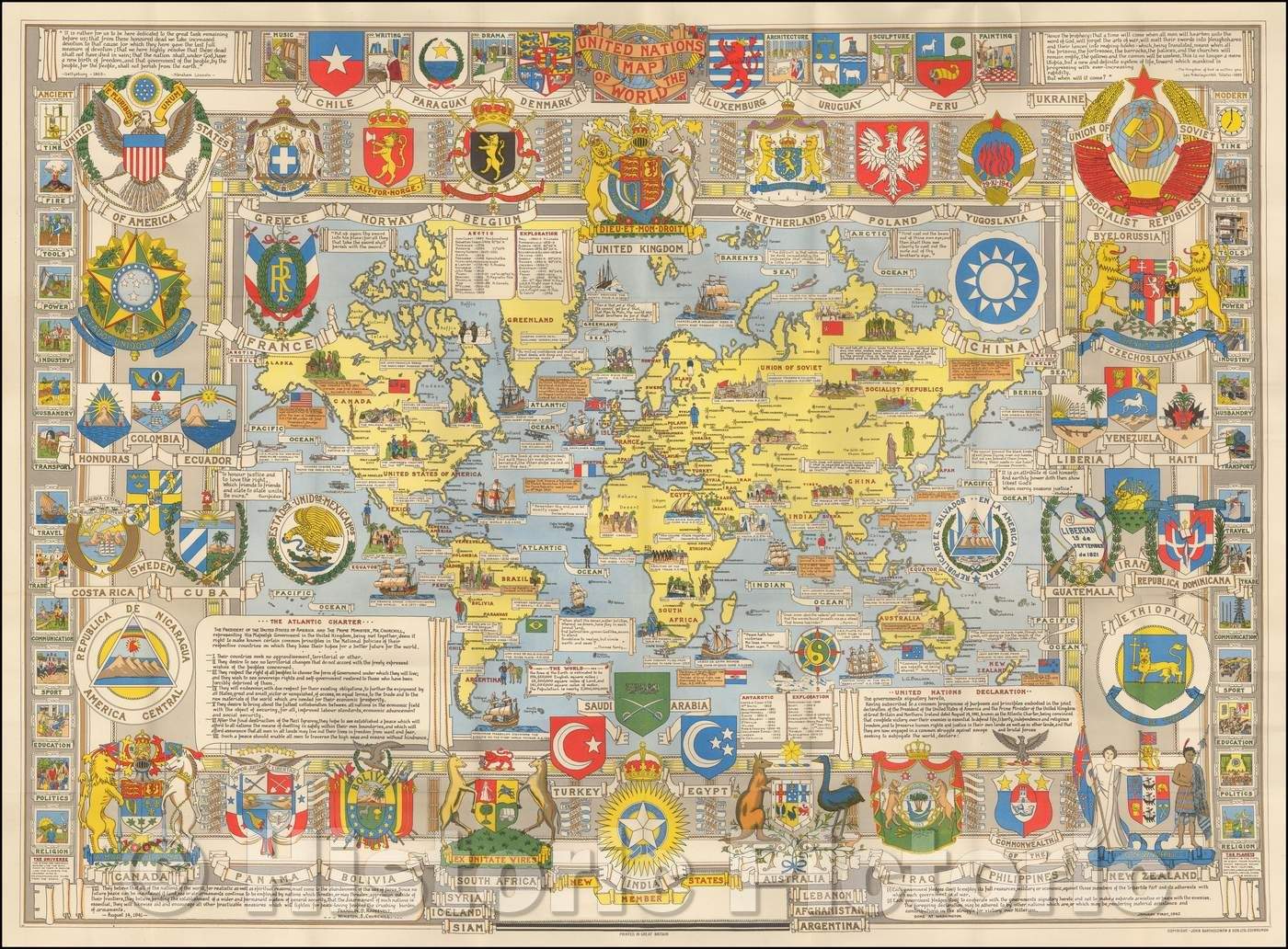 Historic Map - United Nations Map of the World, 1947, John Bartholomew ...
