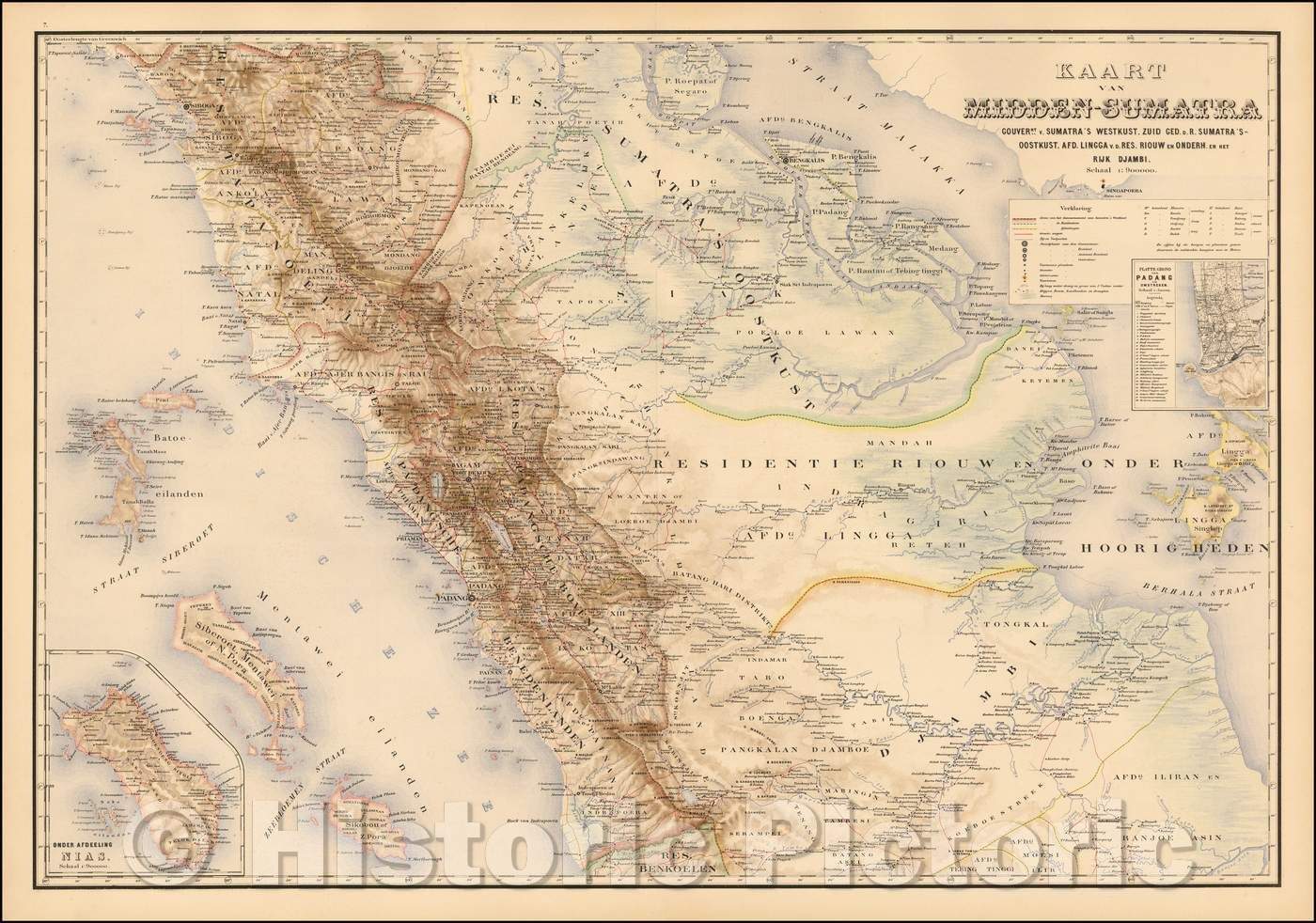 Historic Map - Kaart van Midden-Sumatra Gouvernt. Sumatra's Westkust ...