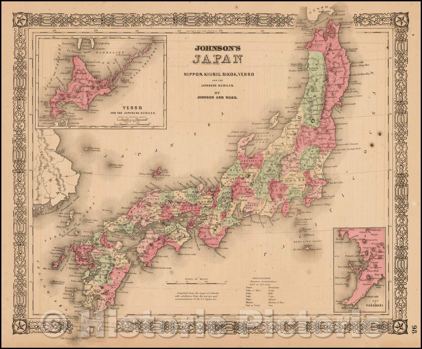 Historic Map - Johnson's Japan Nippon, Kiusiu, Sikok, Yesso and the Ja ...