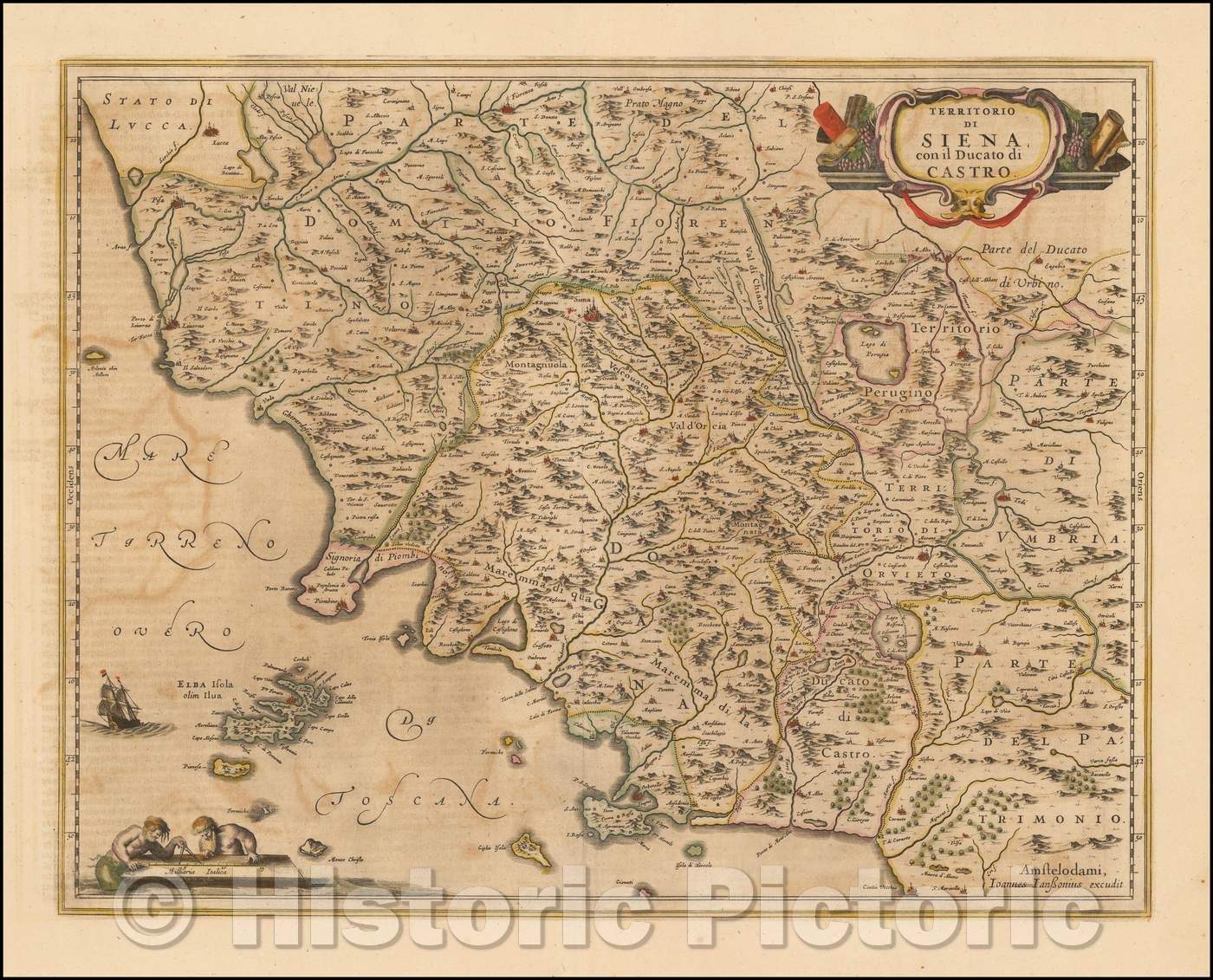 Historic Map - Territorio di Siena et Ducato di Castro (with Elba)/Ter ...
