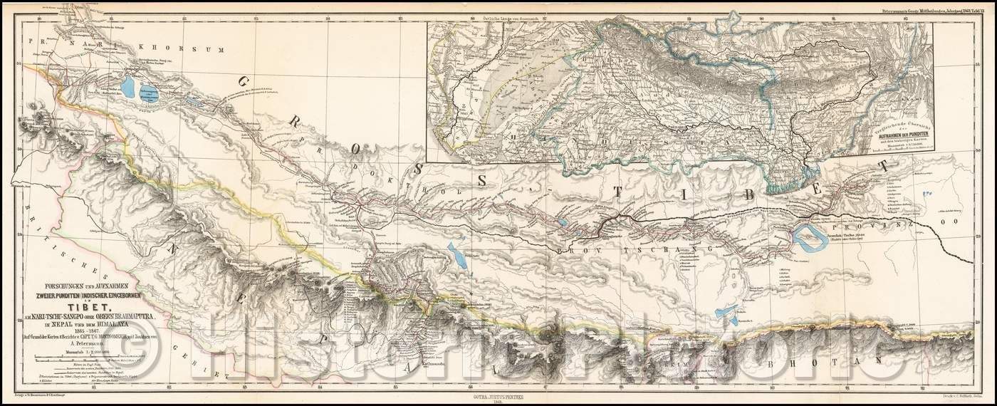 Historic Map - (Mount Everest, K2 and the Himalayas) Forschungen und A ...