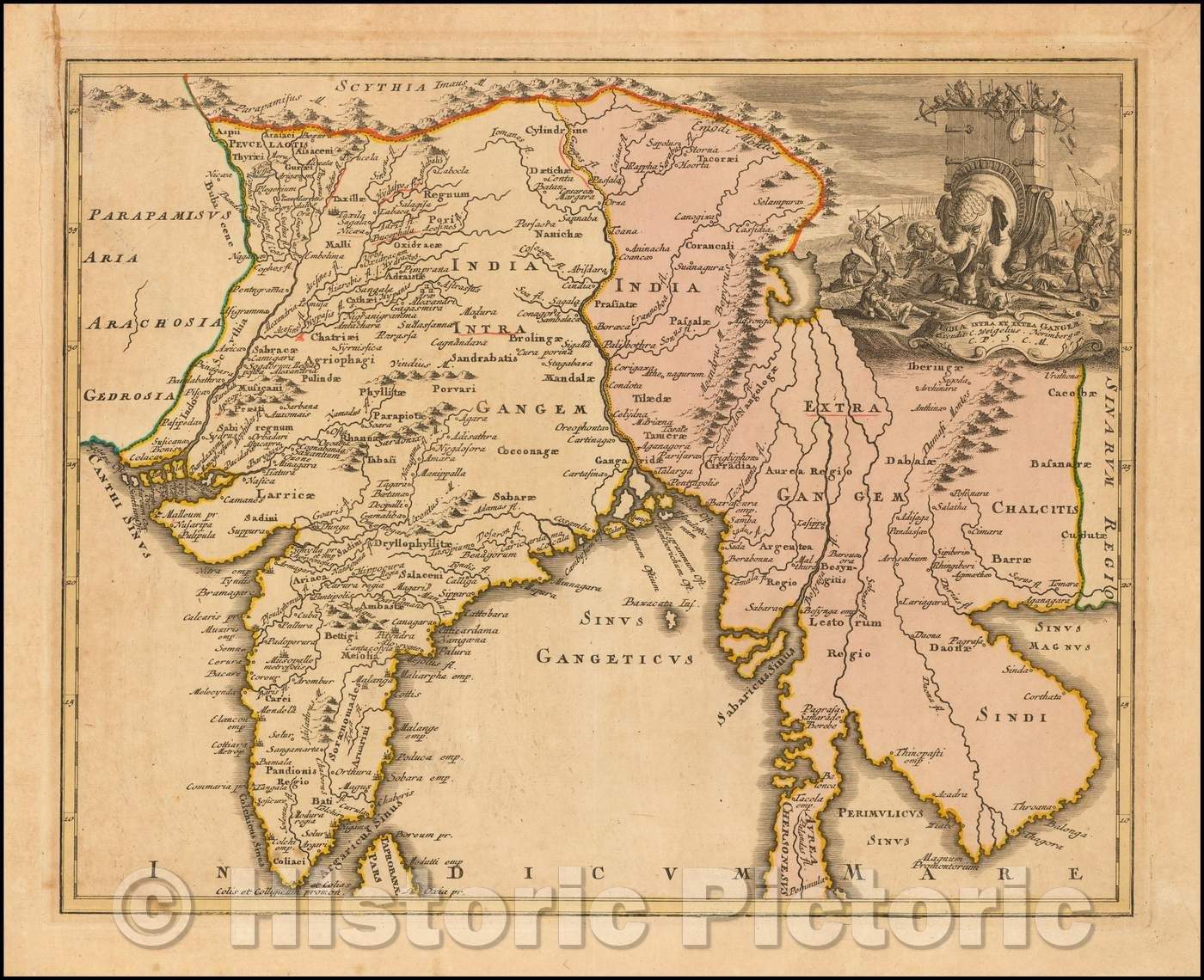 Historic Map - India Intra et Extra Gangem, 1720, Johann Christoph Wei ...