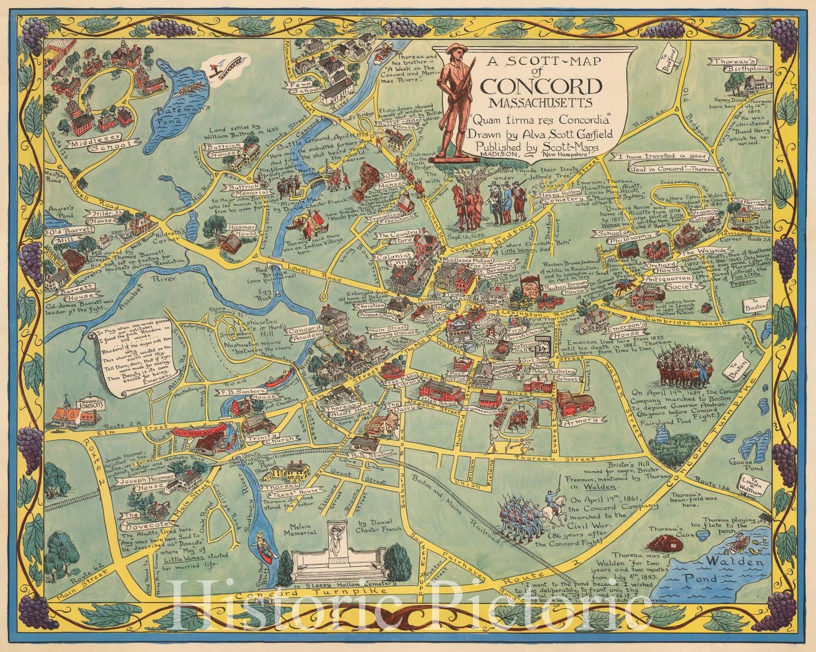 Historic Map - A Scott-Map of Concord Massachusetts, 1960, Alva Scott ...