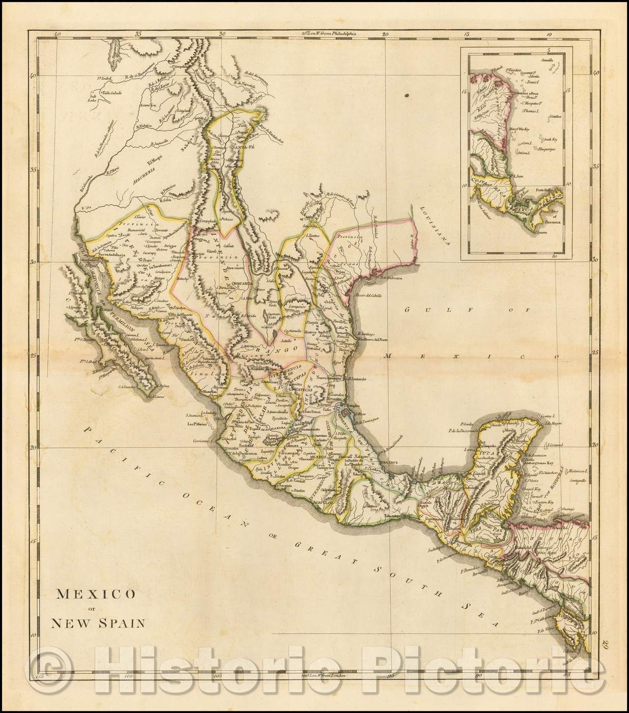 Historic Map - Mexico or New Spain, 1814, Matthew Carey v2 – Historic ...
