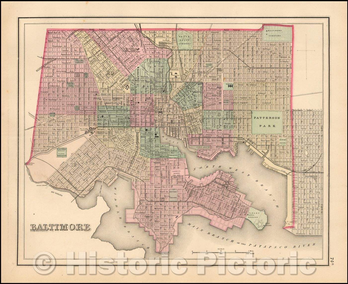 Historic Map - Baltimore, 1875, O.W. Gray - Vintage Wall Art – Historic ...