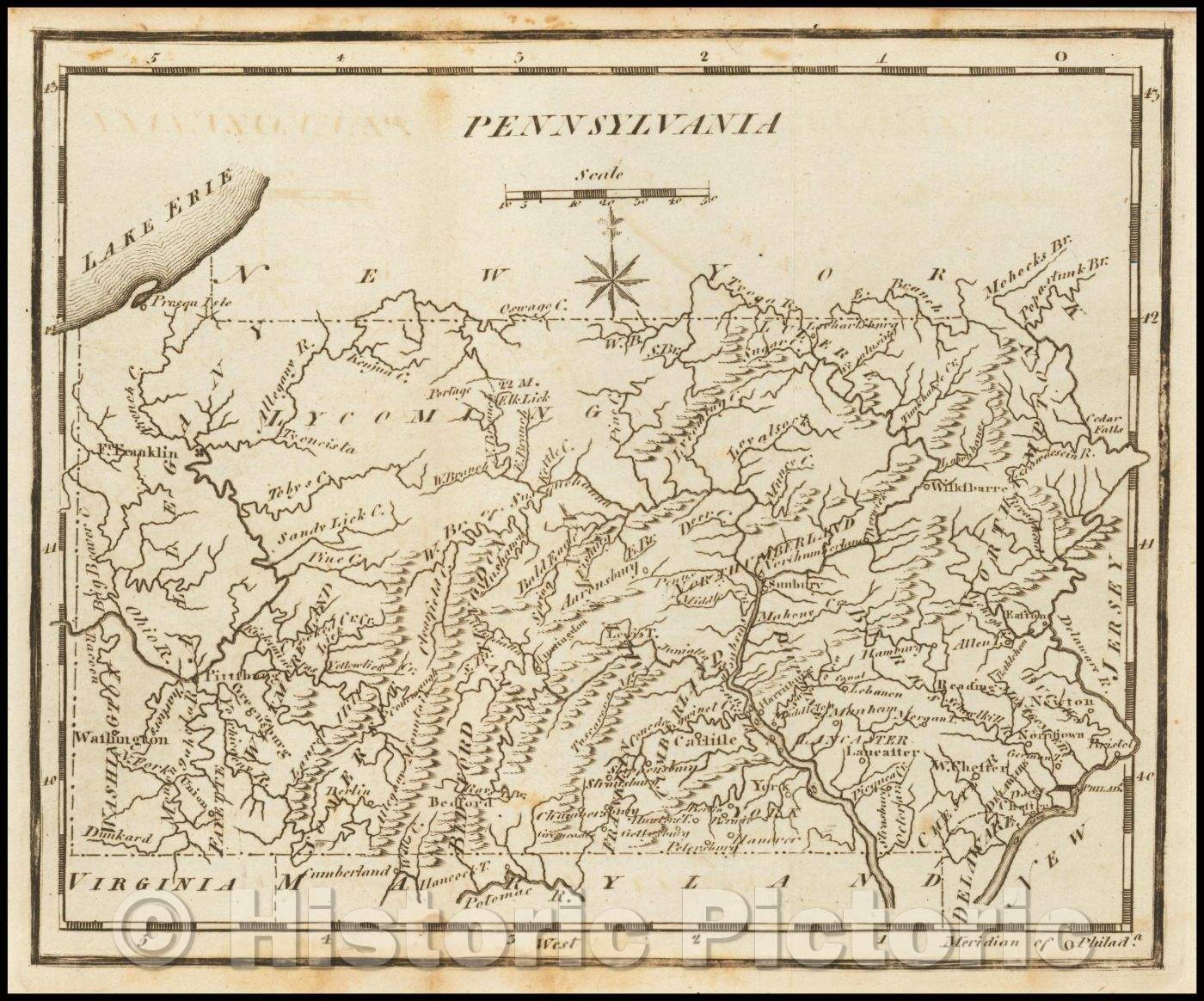 Historic Map - Pennsylvania, 1795, Joseph Scott - Vintage Wall Art ...