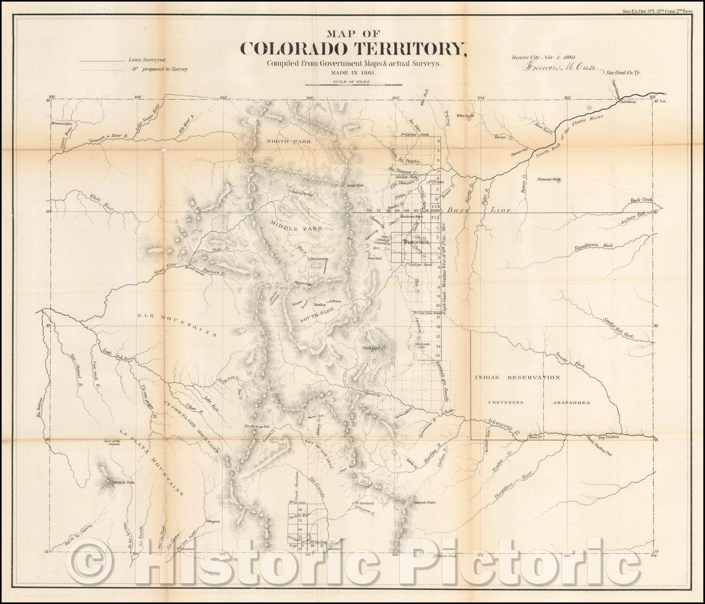 Historic Map - Map of Colorado Territory, 1861, General Land Office v2 ...