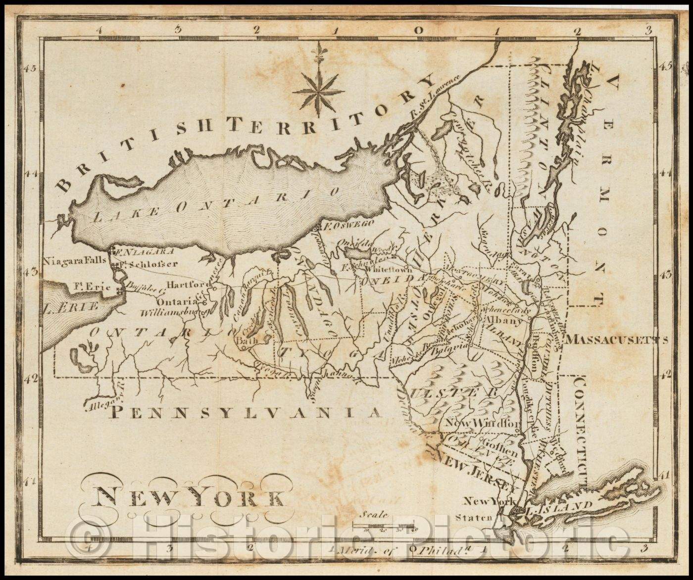 Historic Map - New York, 1795, Joseph Scott - Vintage Wall Art ...