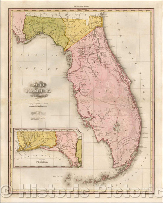 Historic Map - Map of Florida, 1825, Henry Schenk Tanner - Vintage Wal ...