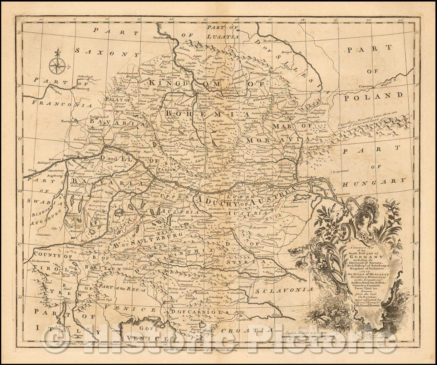 Historic Map - A Correct Map of the South East part of Germany, includ ...