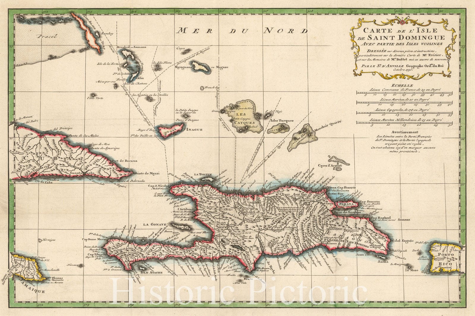 Historic Map - Carte de l'Isle de Saint Domingue Dressee sur diverses ...