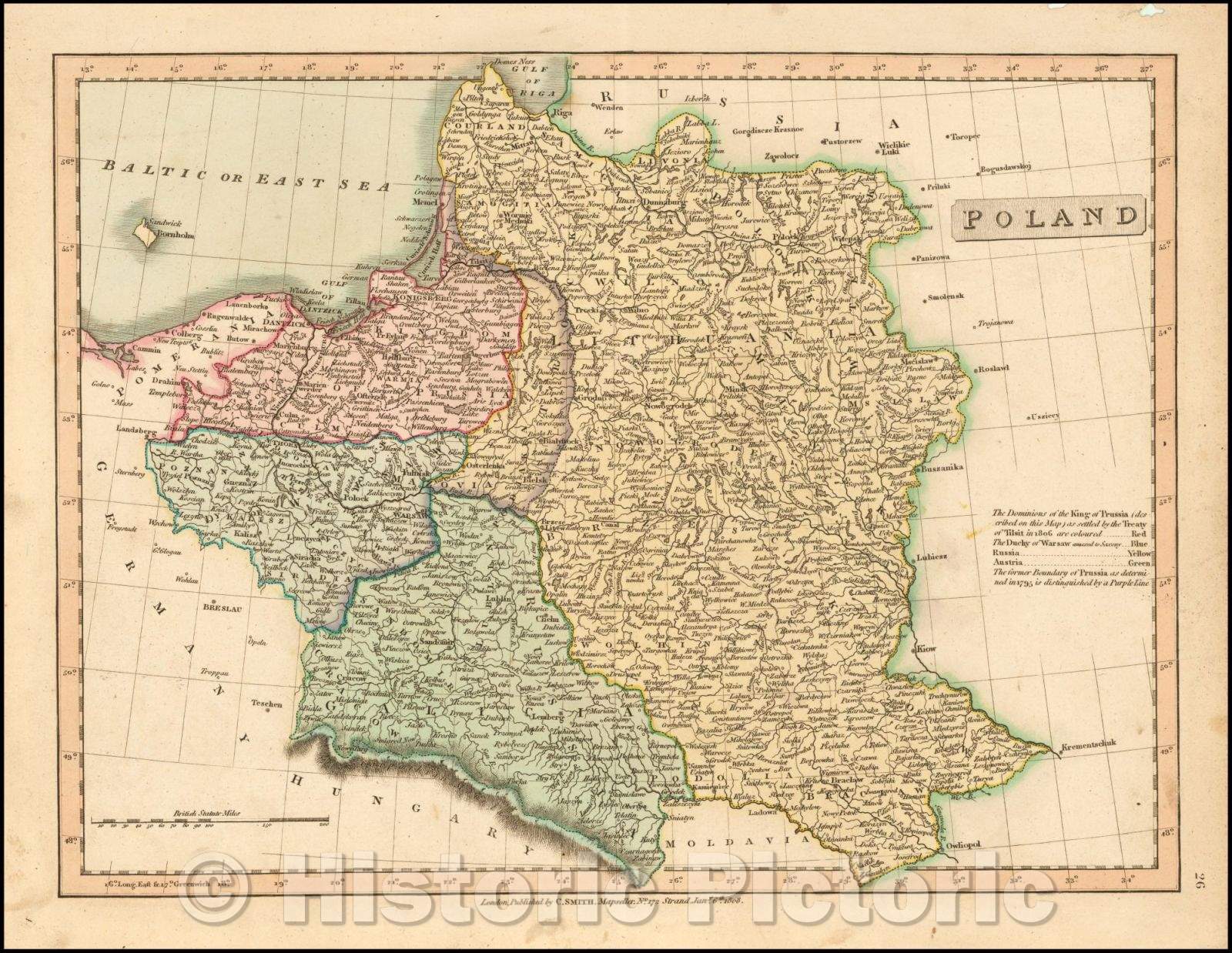 Historic Map - Poland, 1809, Charles Smith - Vintage Wall Art ...
