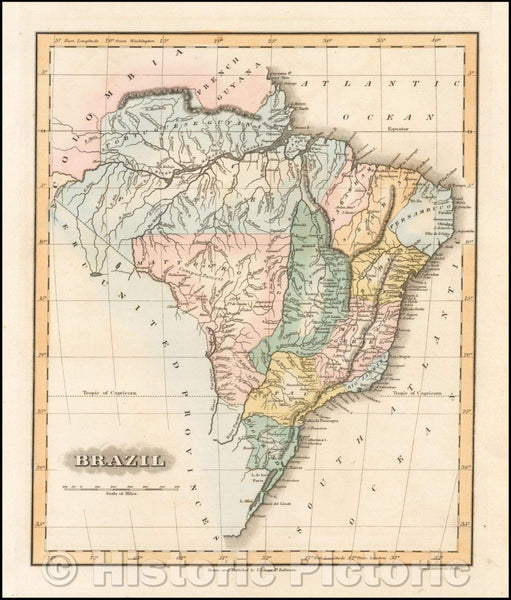 Historic Map - Brazil, 1822, Fielding Lucas Jr. v2 - Historic Pictoric