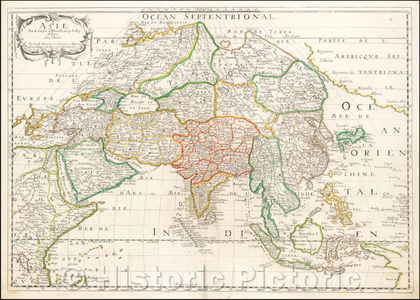 Historic Map - Asia, 1650, Nicolas Sanson - Vintage Wall Art – Historic ...