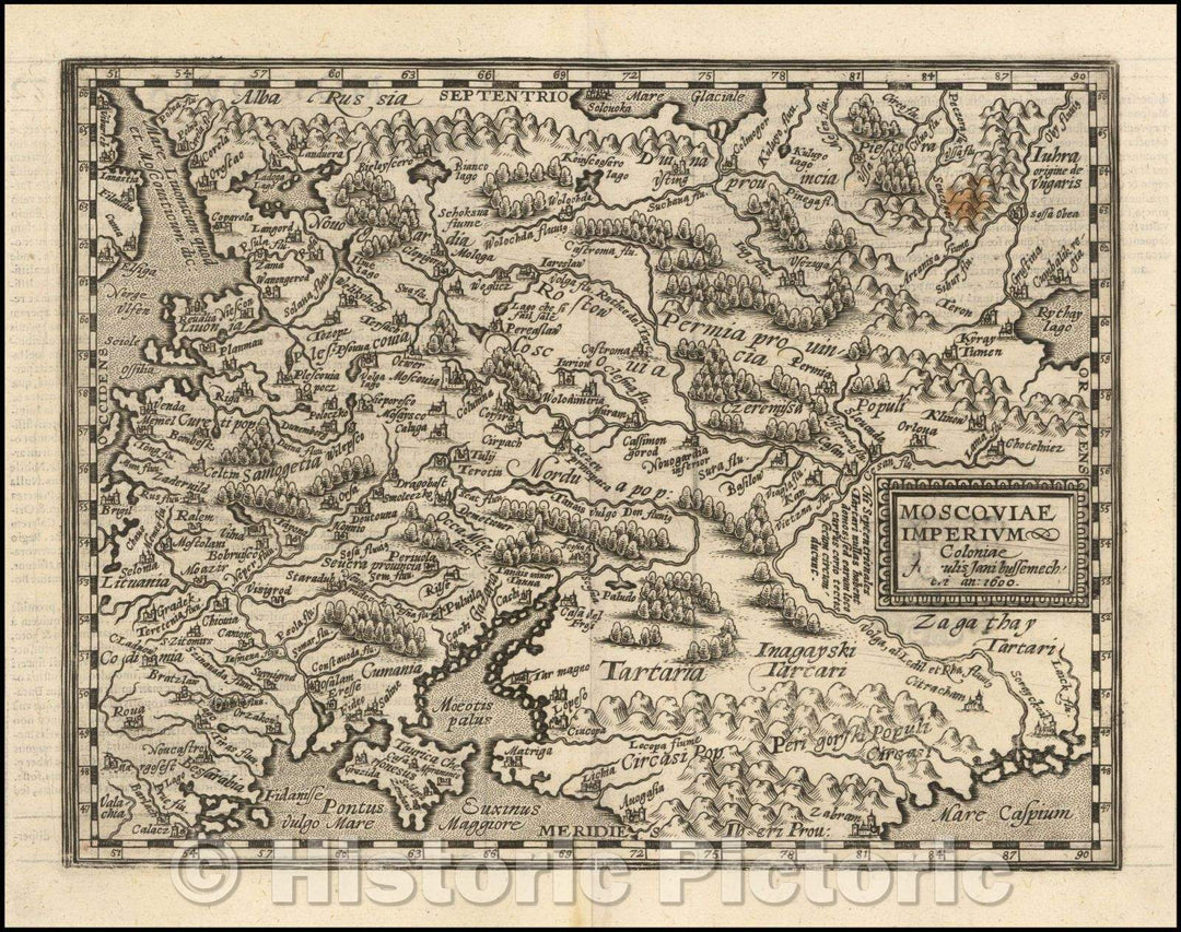 Historic Map - Moscoviae Imperium, 1600, Matthias Quad - Vintage Wall ...