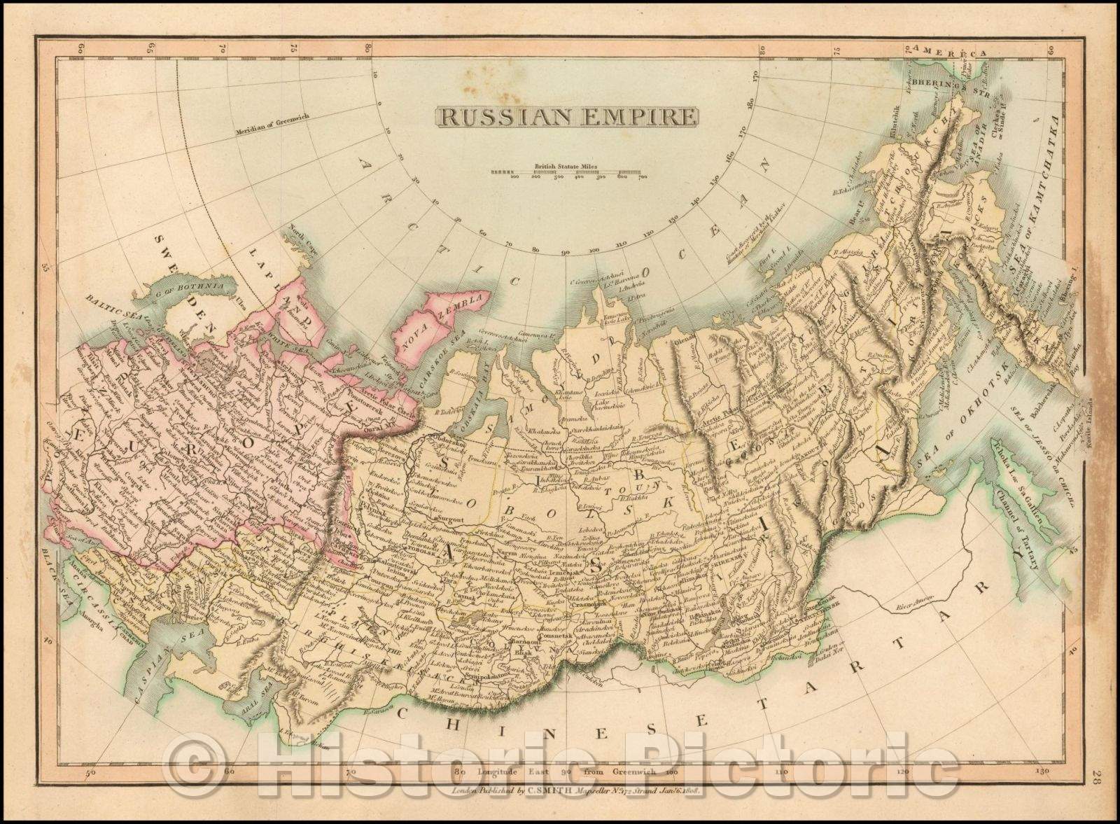 Historic Map - Russian Empire, 1809, Charles Smith - Vintage Wall Art ...