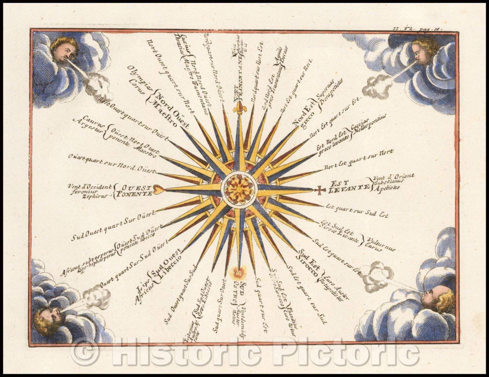 Historic Map - Compass Rose, 1729, Adam Friedrich Zurner - Vintage Wal ...