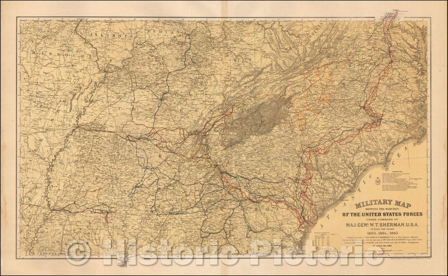 Historic Map : Military map showing the marches of the United States F ...