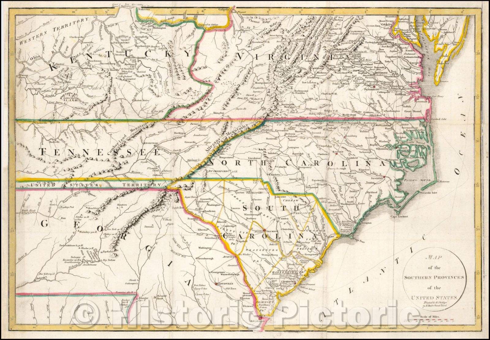 Historic Map - Map of the Southern Provinces of the United States, 179 ...