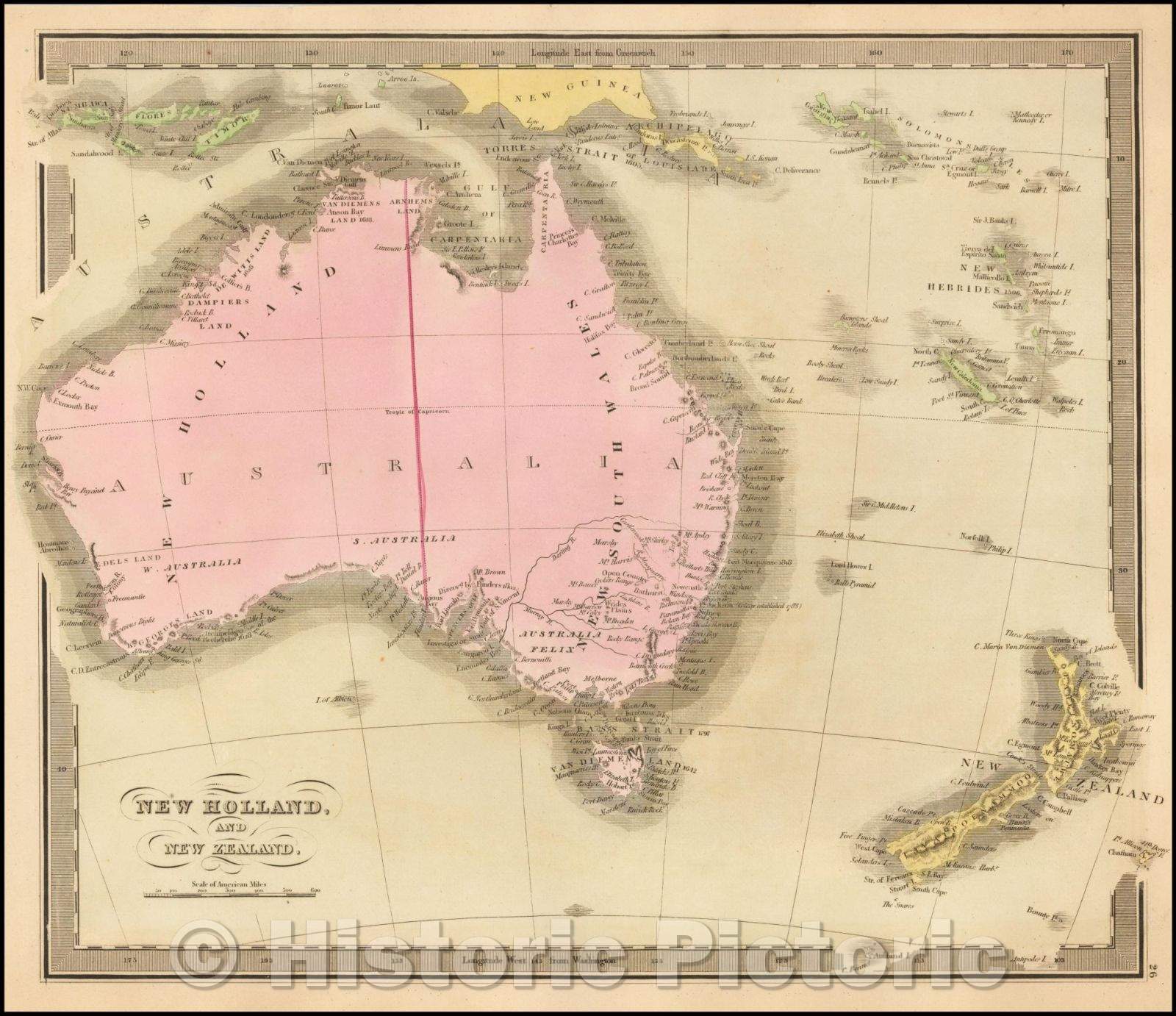 Historic Map - New Holland and New Zealand, 1835, David Hugh Burr v1 ...