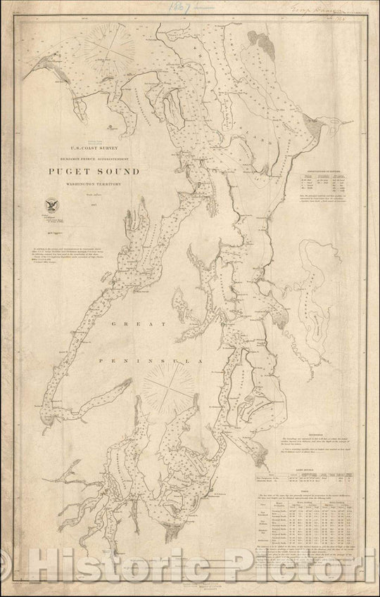 Historic Map - Puget Sound Washington Territory George Davidson, 1867 ...