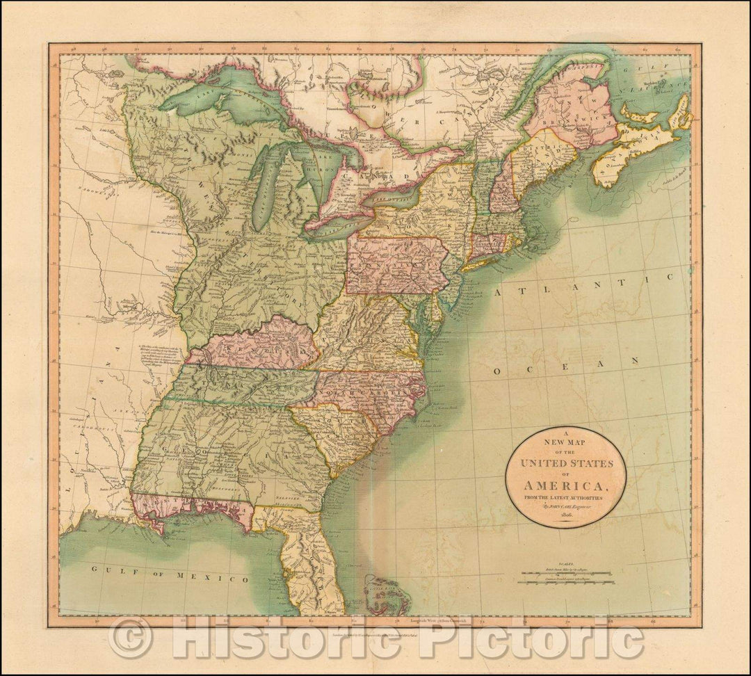 Historic Map - The United States of America From The Latest Authoritie ...