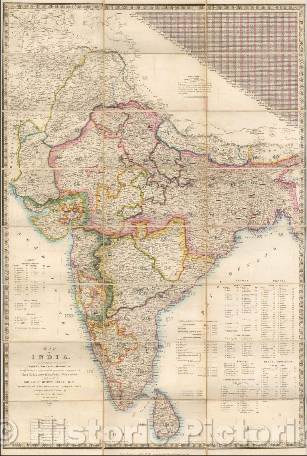 Historic Map - Map of India, Constructed with great care and research ...