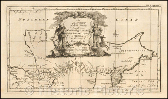 Historic Map - An Exact Chart of all the Countries through which Capt ...