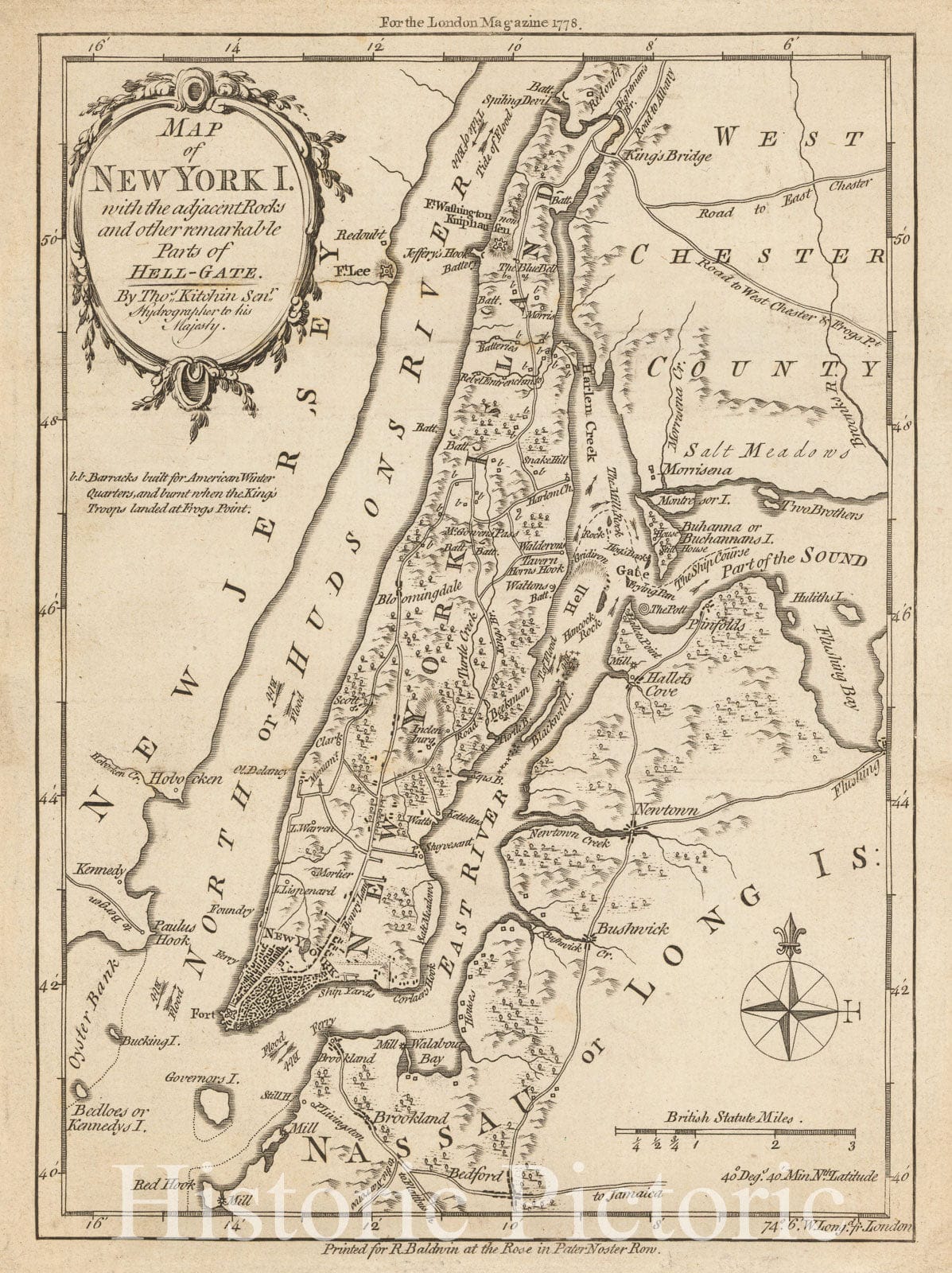 Historic Map - Map of New York I. with the adjacent Rocks and other re ...
