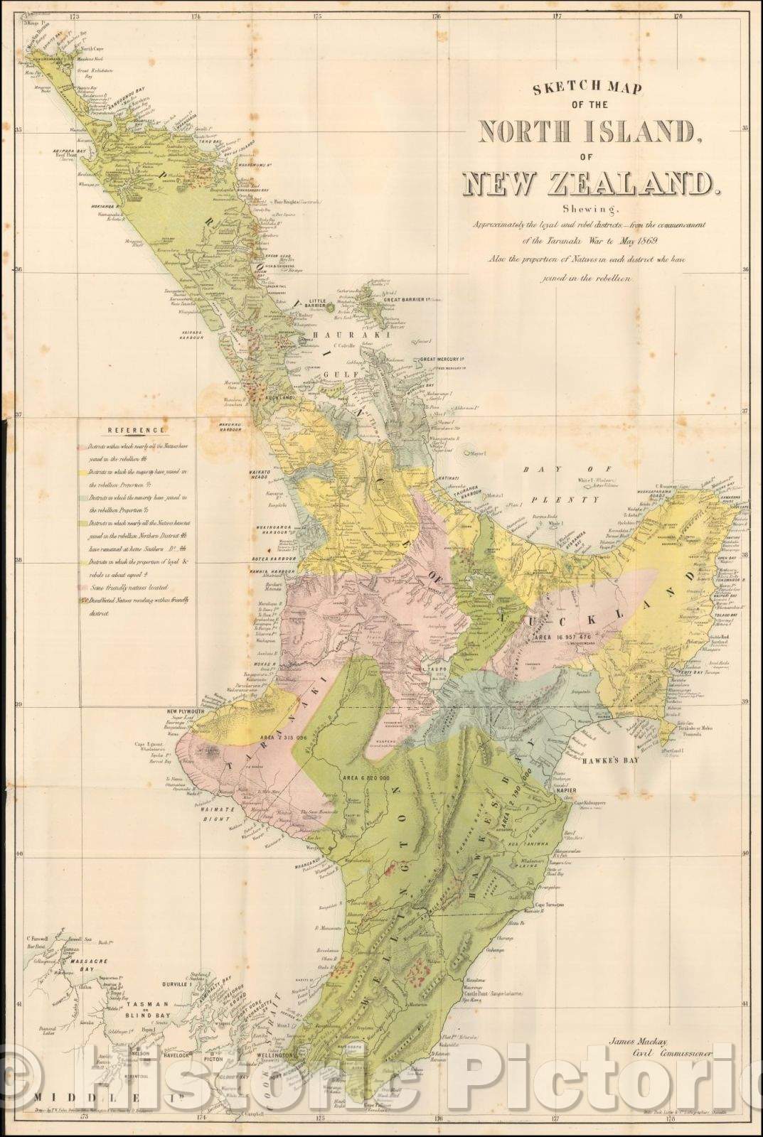 Historic Map - Sketch Map of the North Island of New Zealand. Shewing ...