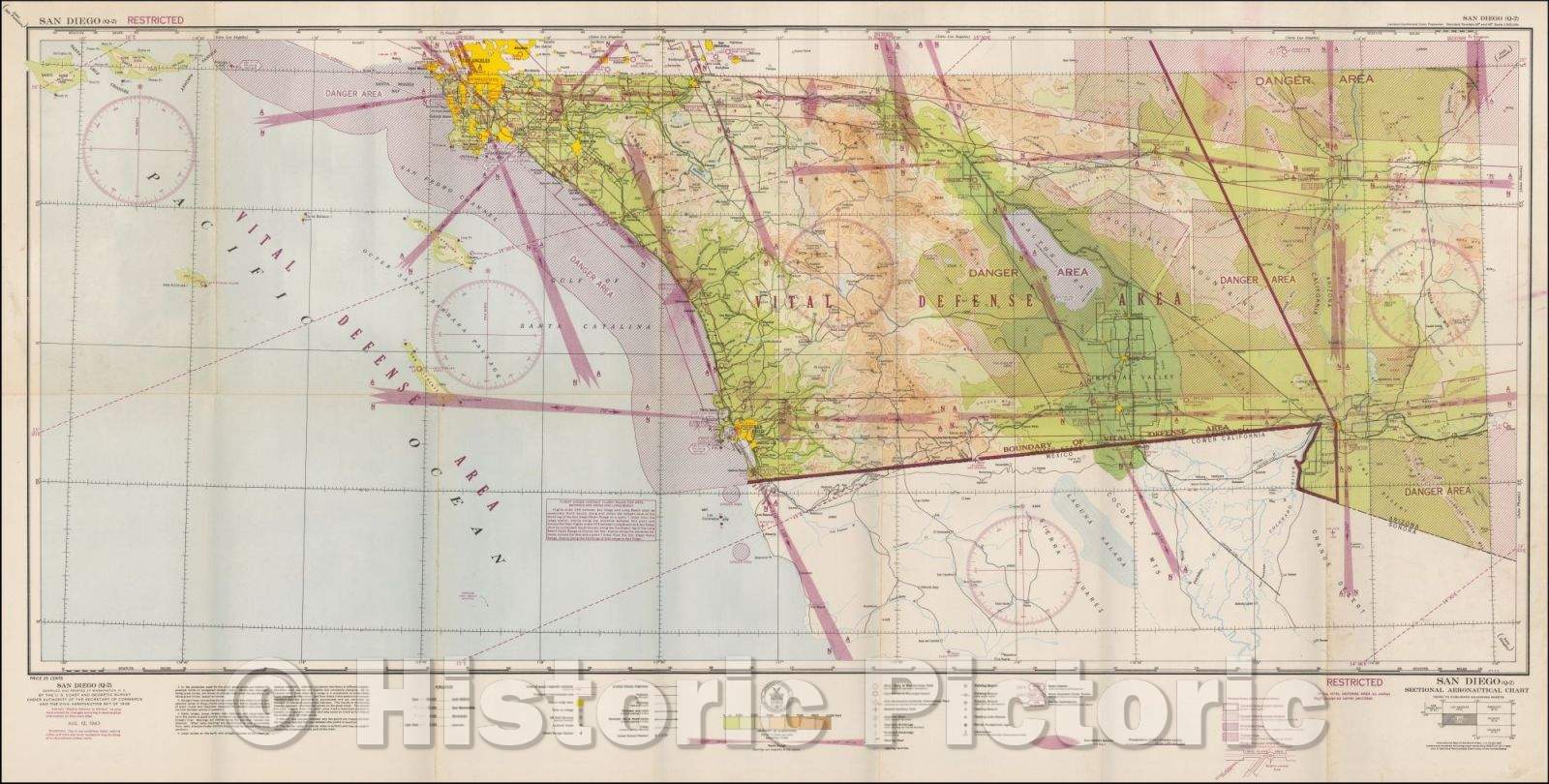 Historic Map - San Diego Q-2 Sectional Aeronatical Chart, 1943, U.S. C ...