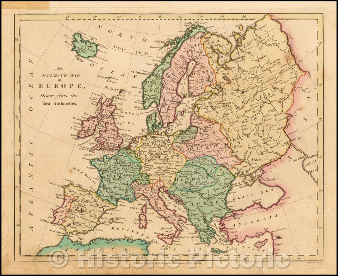 Historic Map - Europe, 1794, Robert Wilkinson - Vintage Wall Art ...