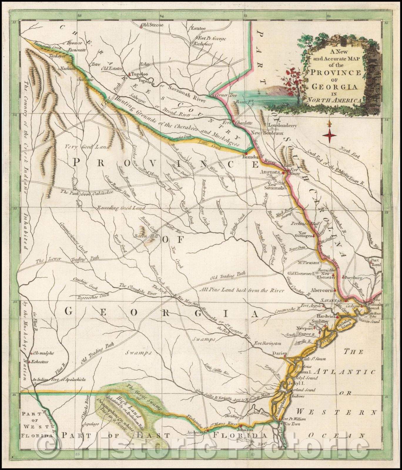 Historic Map - A New and Accurate Map of the Province of Georgia in No ...