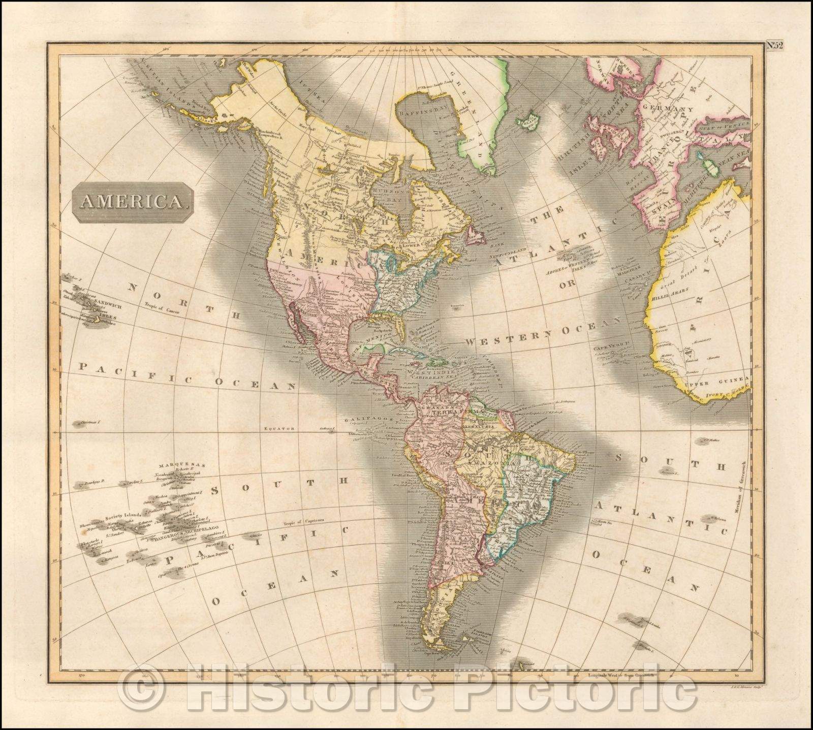 Historic Map - America, 1817, John Thomson - Vintage Wall Art ...