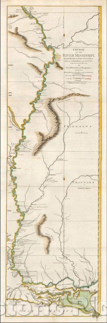 Historic Map - Course of the River Mississippi, from the Balise to For ...