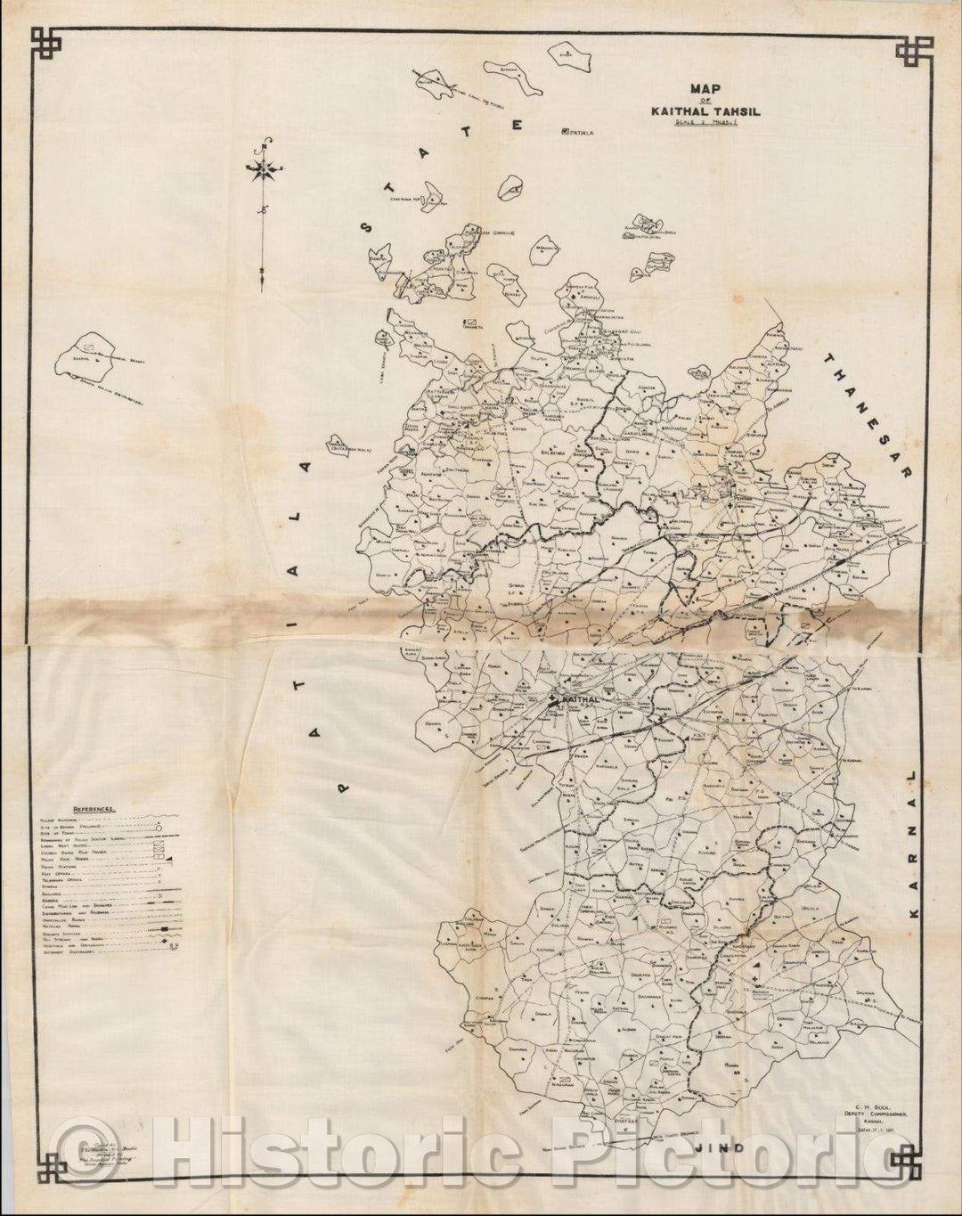 Historic Map - Map of Kaithal Tahsil/Map of Kaithal Tahsil, 1911, - Vi ...