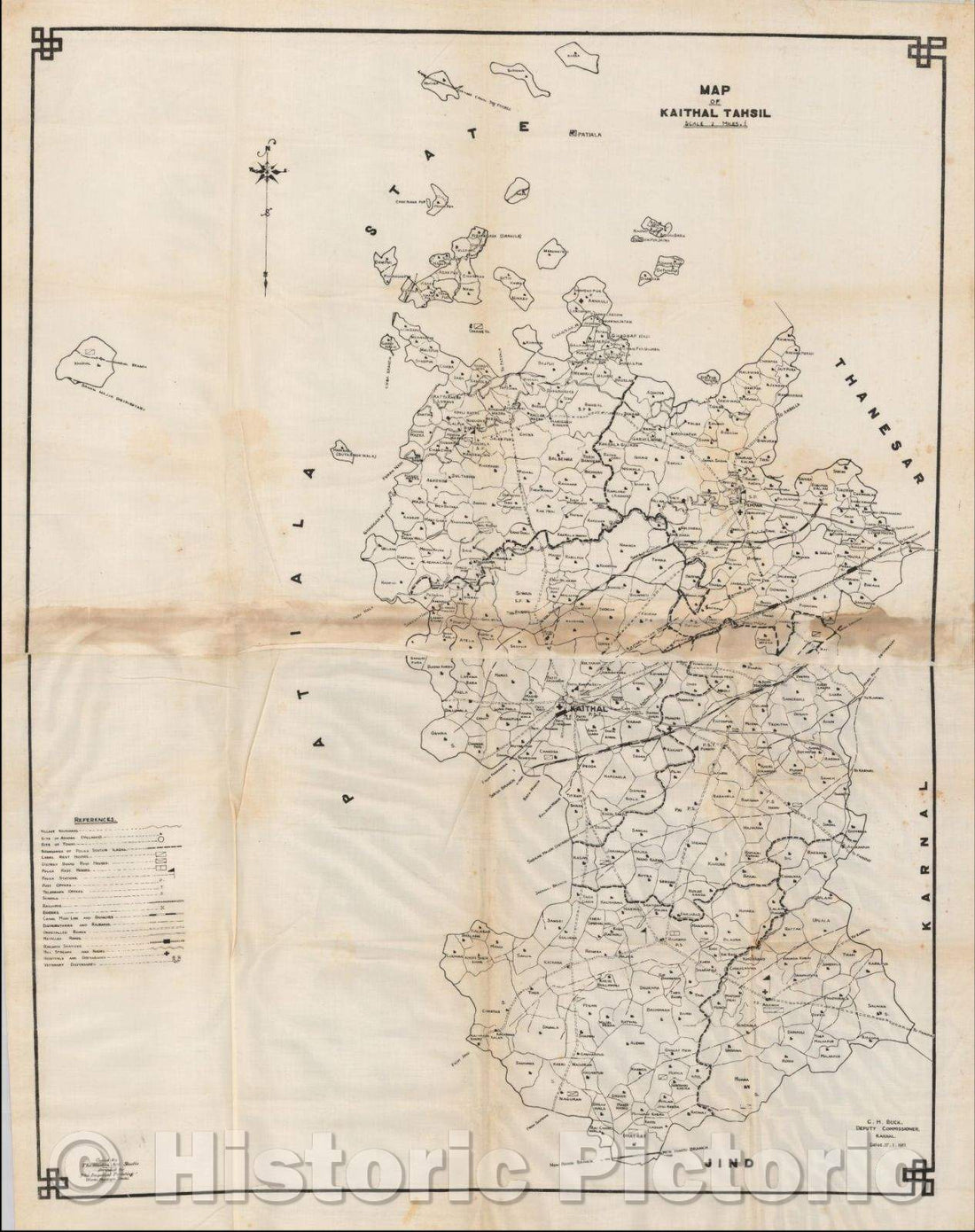 Historic Map - Map of Kaithal Tahsil/Map of Kaithal Tahsil, 1911, - Vi ...