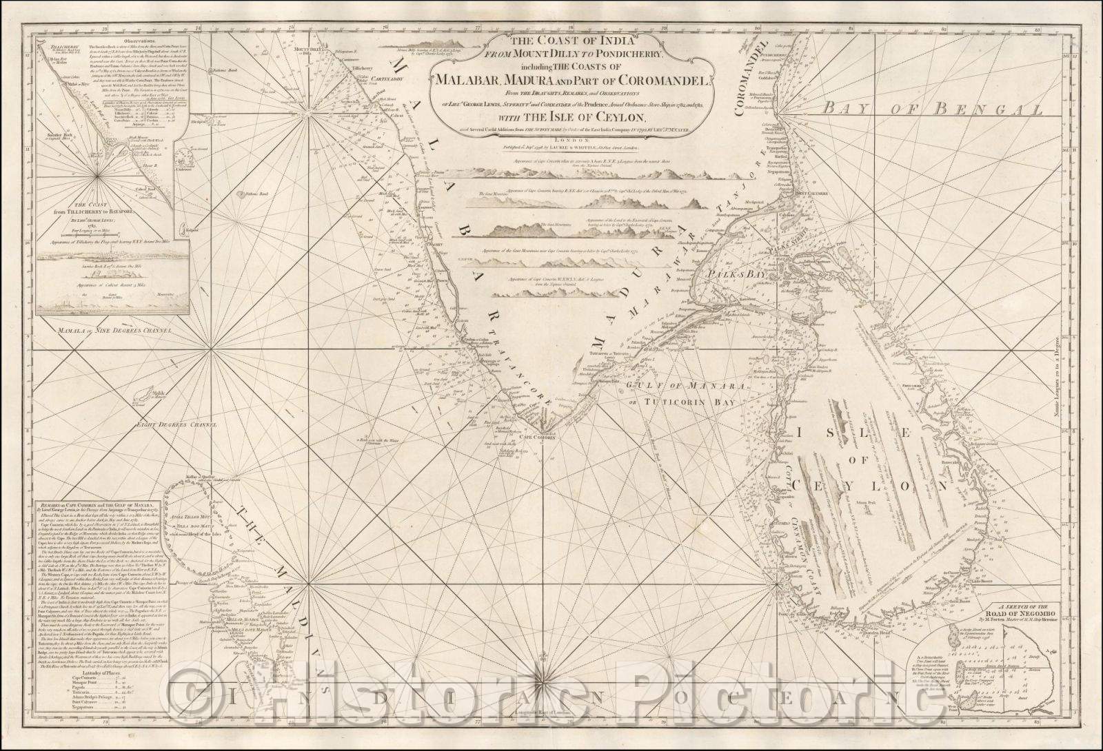Historic Map - The Coast of India From Mount Dilly To Pondicherry, Inc ...