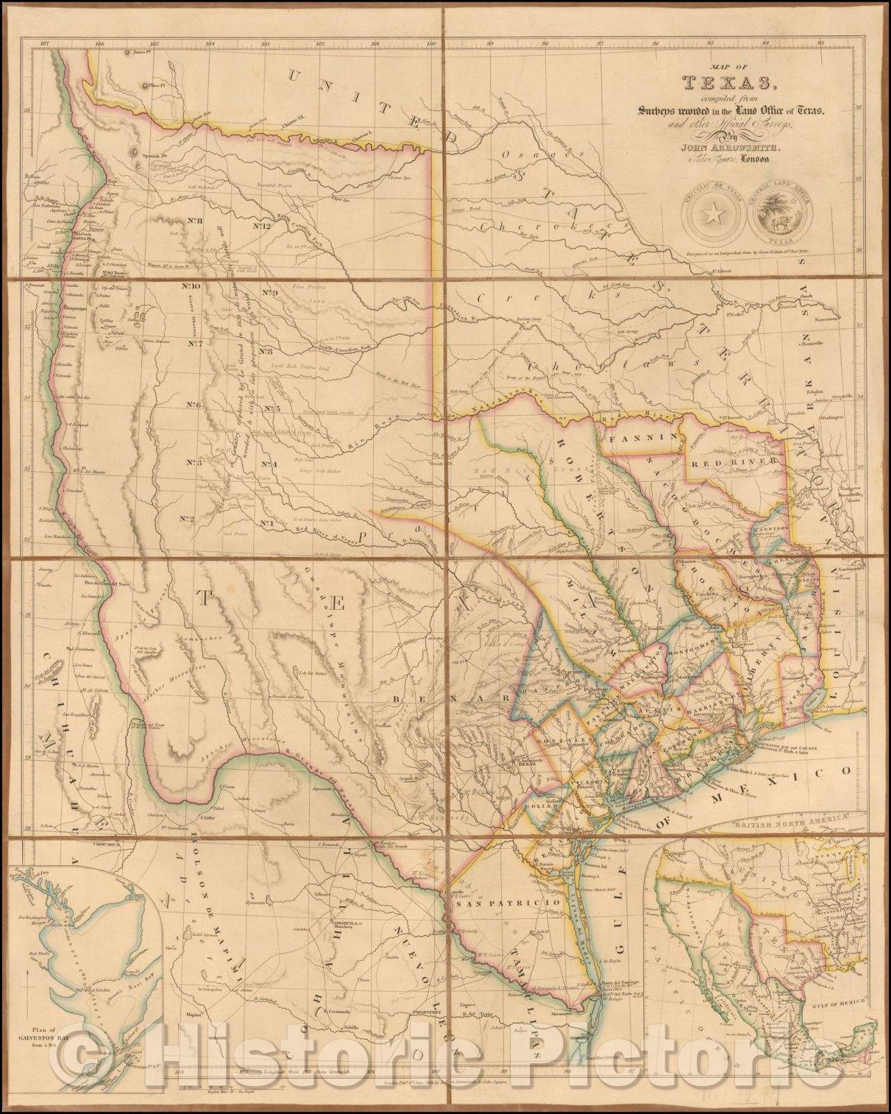 Historic Map - A Map of Texas, 1843, John Arrowsmith - Vintage Wall Ar ...