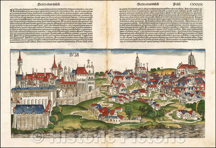Historic Map - Buda Budapest, 1493, Hartmann Schedel - Vintage Wall Ar ...