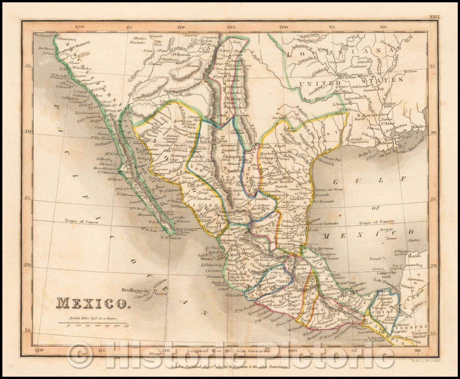 Historic Map - Mexico, 1827, S.I. Neele - Vintage Wall Art – Historic ...
